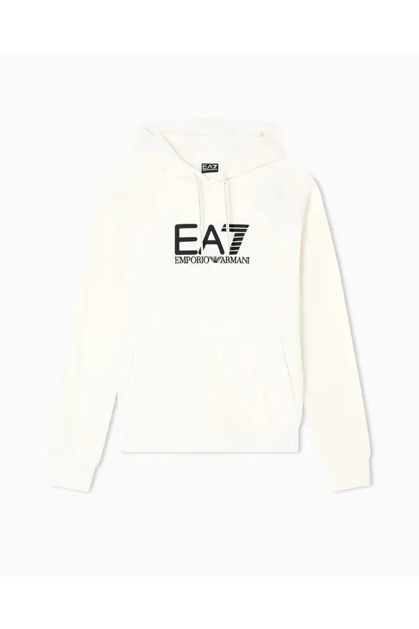 Emporio Armani Cotton-blend Hooded Sweatshirt - Natural