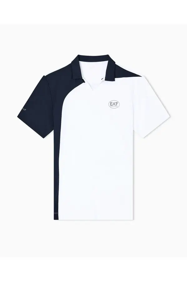 Emporio Armani Tennis Pro Polo Shirt In Ventus7 Technical Fabric - Natural