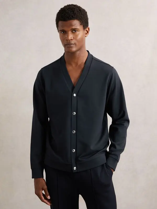 REISS Premium Interlock Press-stud Cardigan