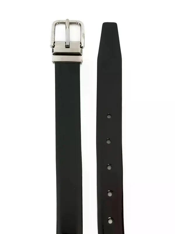 Dolce & Gabbana Leather Classic Belt With Silver-tone Buckle - Black