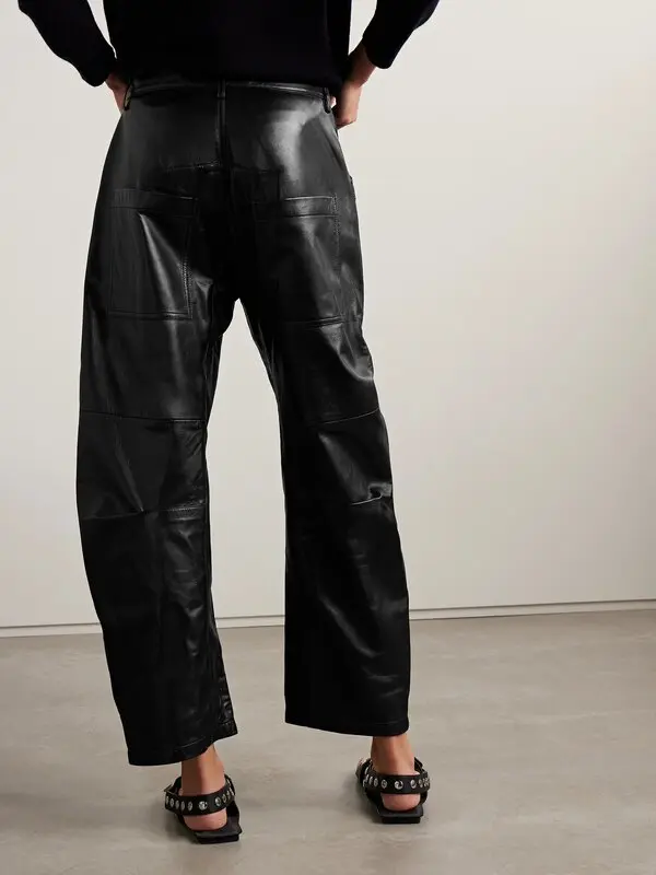 NILI LOTAN Shon Leather Barrel-leg Pants