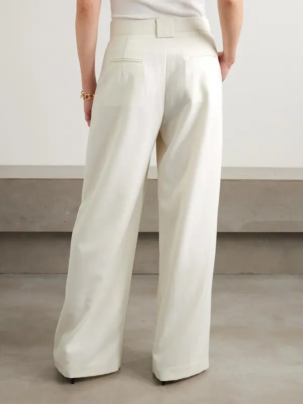 ST. AGNI Pleated Wool-blend Twill Wide-leg Pants