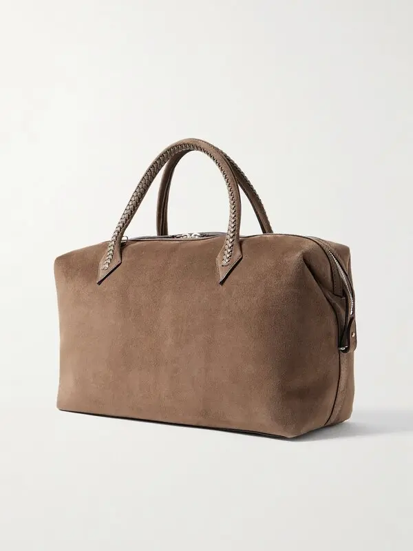 METIER Vérité City Medium Braided Leather-trimmed Suede Tote