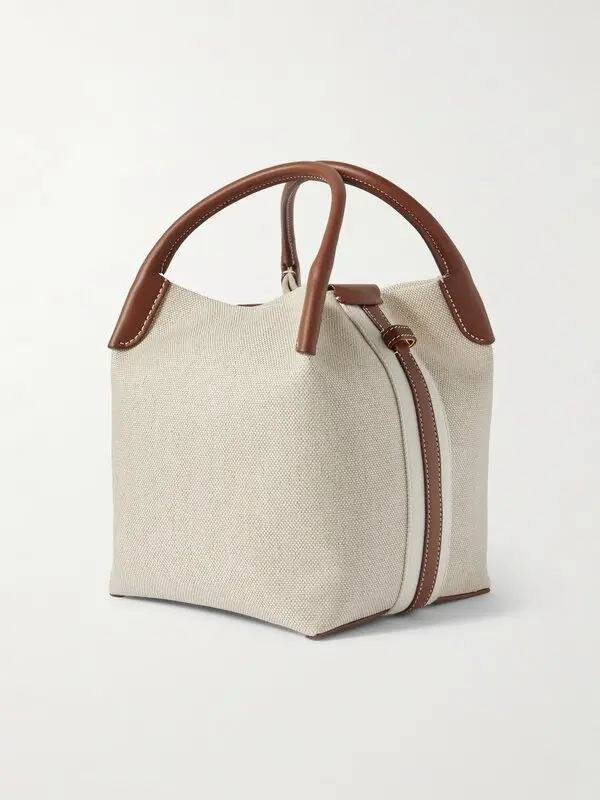 Loro Piana Bale Textured Leather-trimmed Canvas Tote - Neutrals