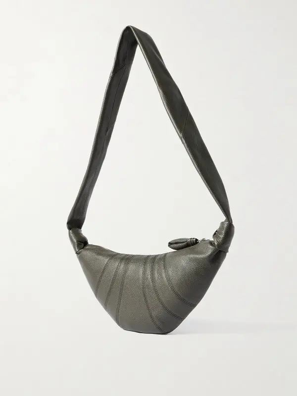 LEMAIRE Croissant Small Paneled Textured-leather Shoulder Bag - Green