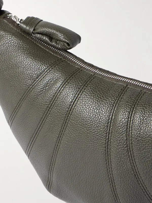 LEMAIRE Croissant Small Paneled Textured-leather Shoulder Bag - Green