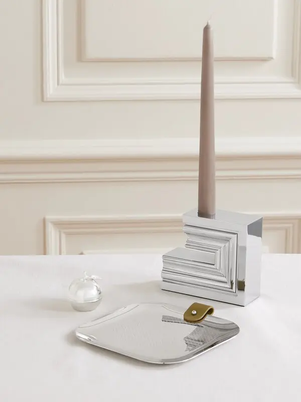 Christofle Club Leather-trimmed Trinket Tray