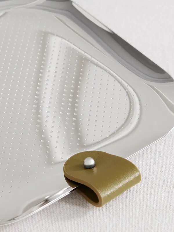 Christofle Club Leather-trimmed Trinket Tray