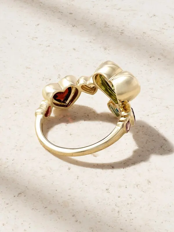 ROXANNE FIRST Twisted Heart Stack 14-karat Gold -stone Ring - Multi