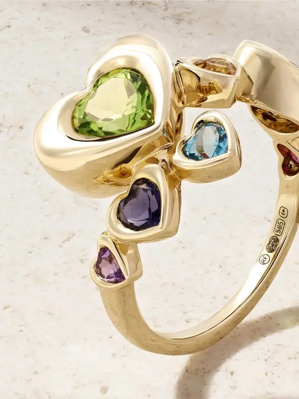 ROXANNE FIRST Twisted Heart Stack 14-karat Gold -stone Ring - Multi
