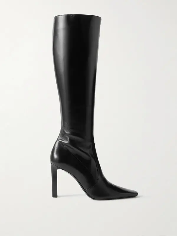 Saint Laurent Françoise Glossed-leather Knee Boots