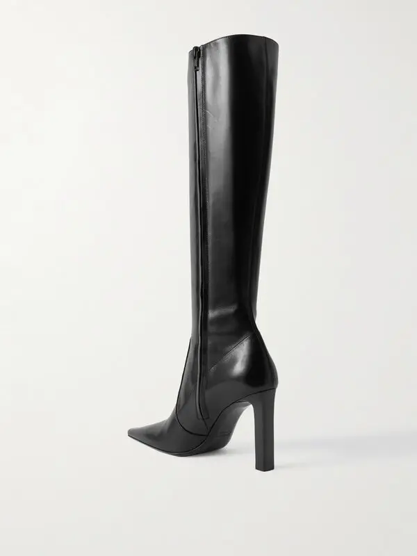 Saint Laurent Françoise Glossed-leather Knee Boots