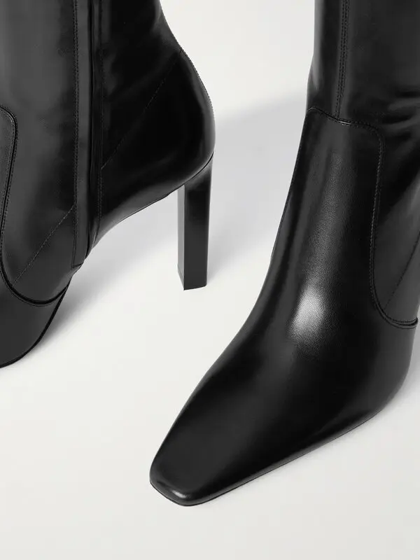 Saint Laurent Françoise Glossed-leather Knee Boots