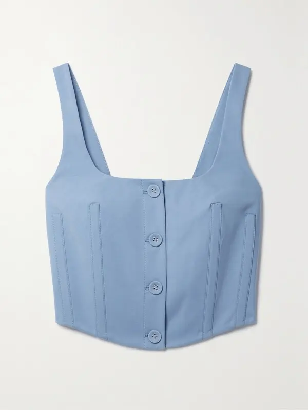 Anna Quan Mae Cotton-blend Twill Bustier Top - Blue