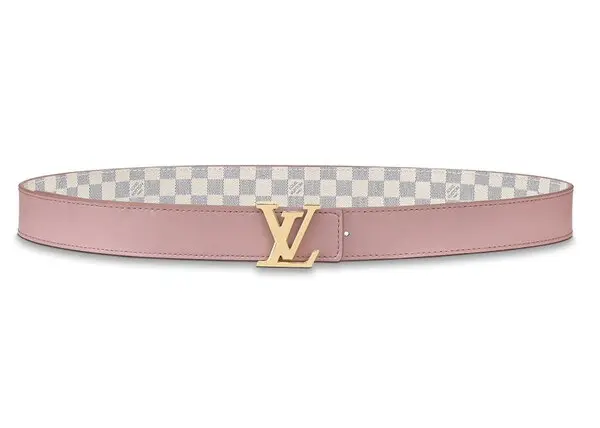LOUIS VUITTON Initiales Reversible Damier Azur 30mm Belt - Pink