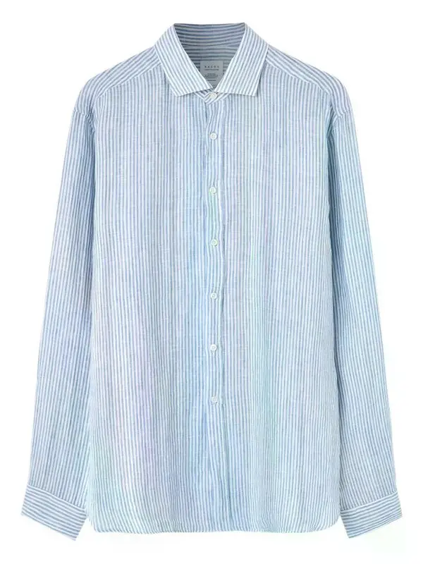 XACUS Striped Linen Shirt - Blue
