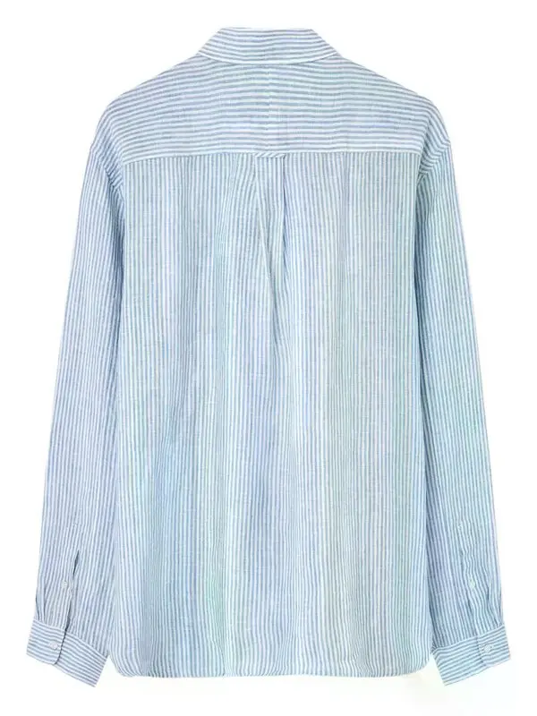 XACUS Striped Linen Shirt - Blue