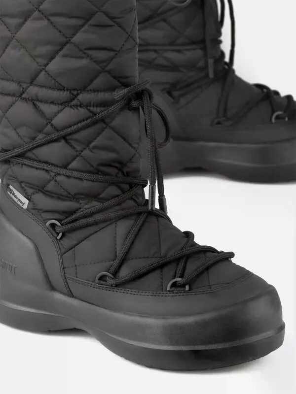Moon Boot Mezzaluna Quilted Lace-up Waterproof Knee-high Boots - Black