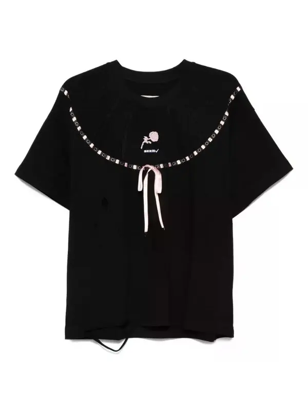 SEEN USERS Altered Dreamwear Embellished-bow T-shirt - Black