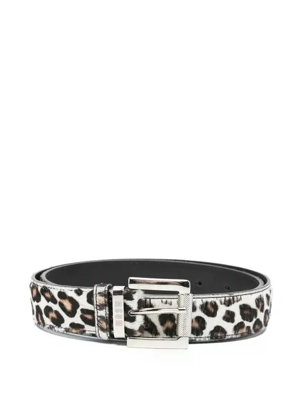 MSGM Leopard-print Calf-hair Belt - Neutrals