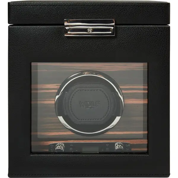 Wolf Roadster Single Watch Winder With Storage - Black