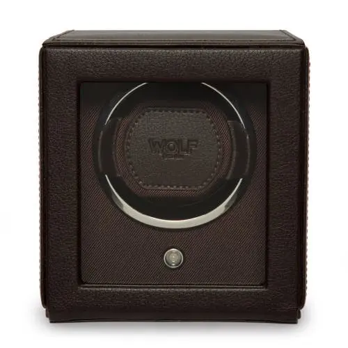 Wolf Cub Single Watch Winder With Cover - Brown