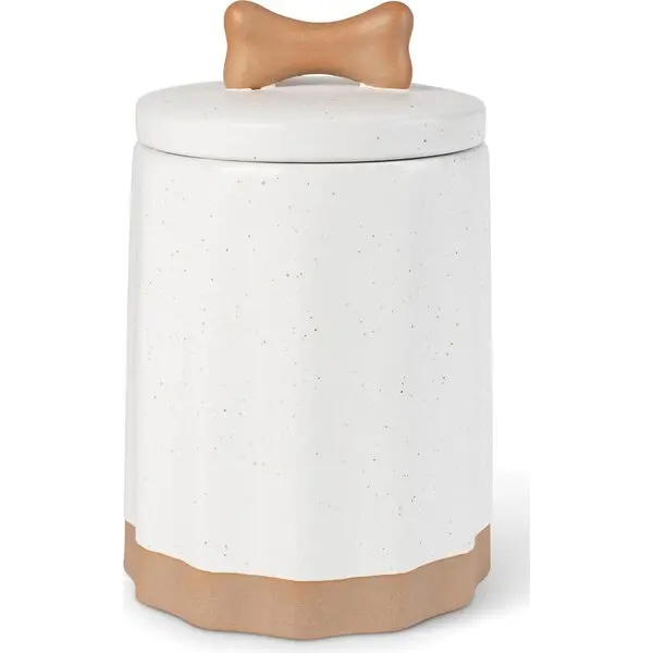 FRINGE STUDIO Sculpted Bone Stoneware Treat Jar - White