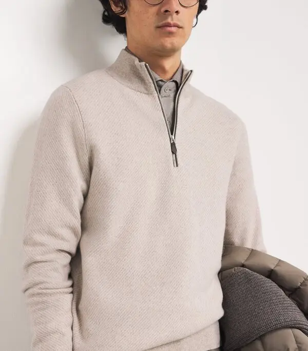 N.peal Cashmere Quarter-zip Temple Sweater