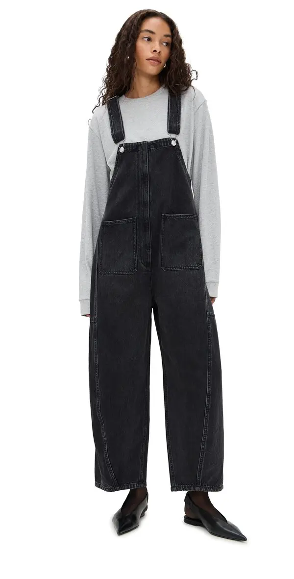 Tibi Vintage Wash Denim Jumpsuit - Black