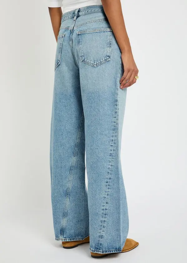 AGOLDE Low Slung Baggy Distressed Wide-leg Jeans - Blue