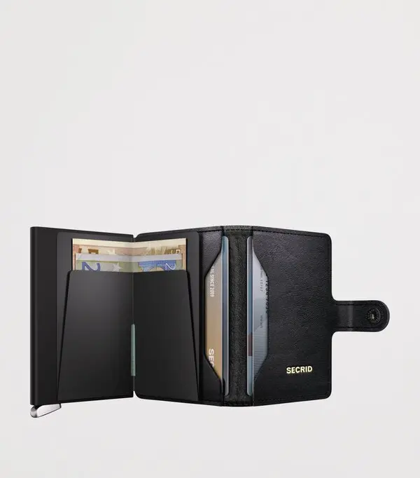 SECRID Leather Embossed Lines Miniwallet - Black