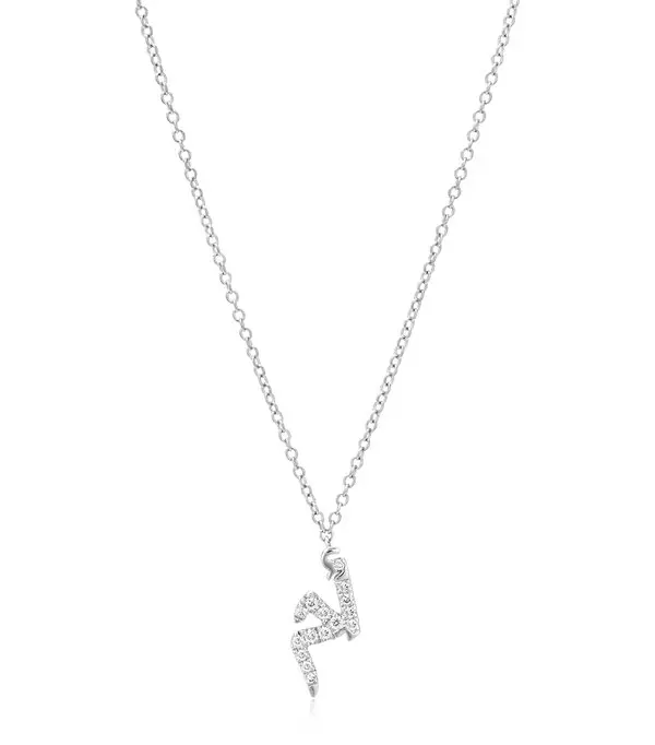 NOA MINI White Gold And Diamond Mama Arabic Necklace - Silver