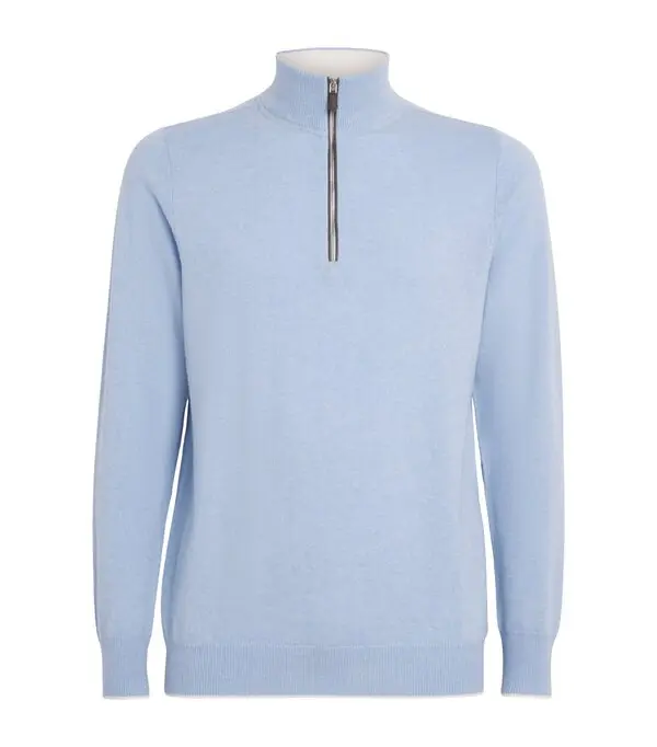 N.peal Cashmere Quarter-zip Carnaby Sweater - Blue