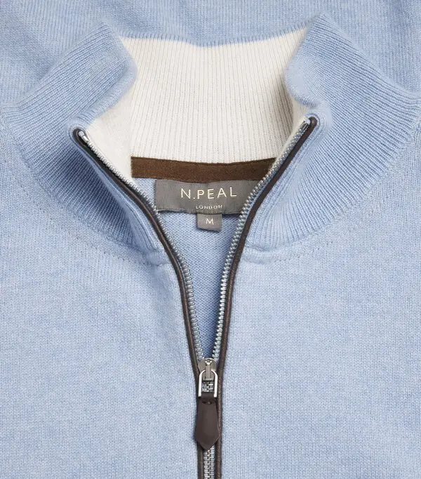 N.peal Cashmere Quarter-zip Carnaby Sweater - Blue