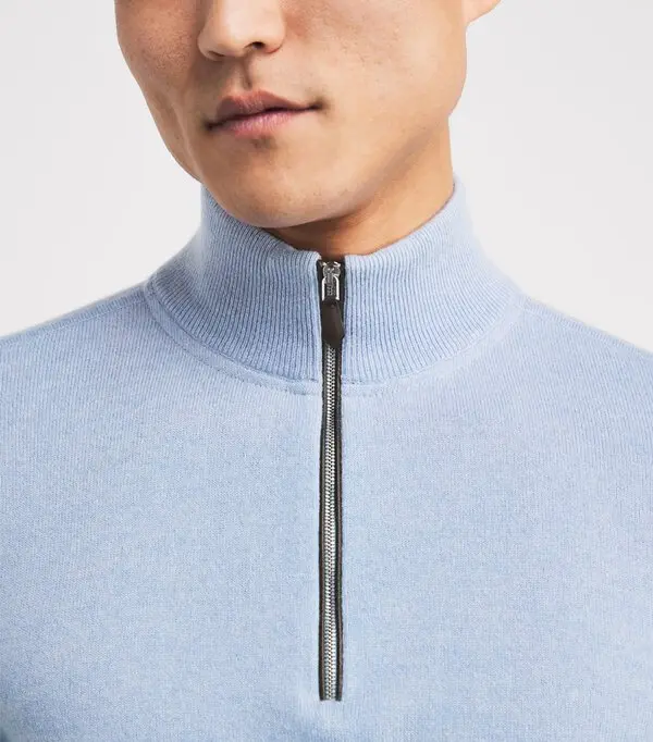 N.peal Cashmere Quarter-zip Carnaby Sweater - Blue