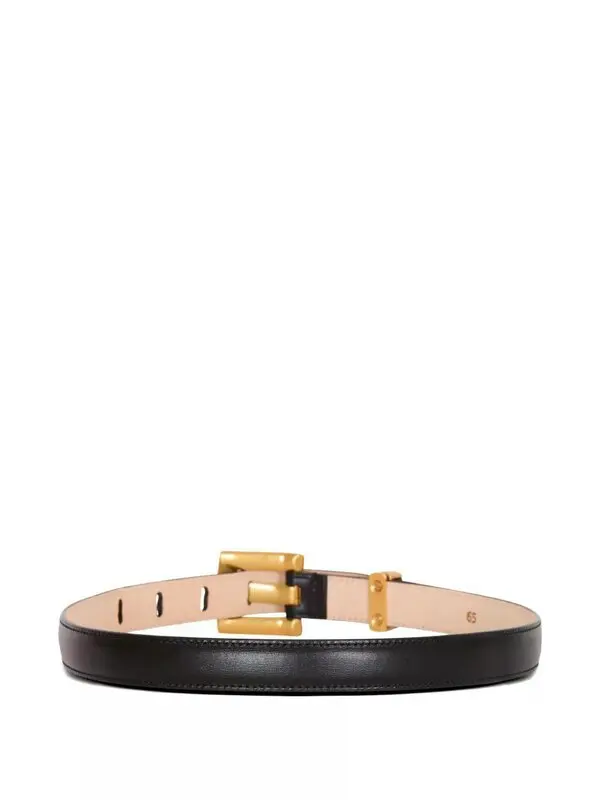Balmain Anthem Calfskin Leather Belt With Gold Buckle