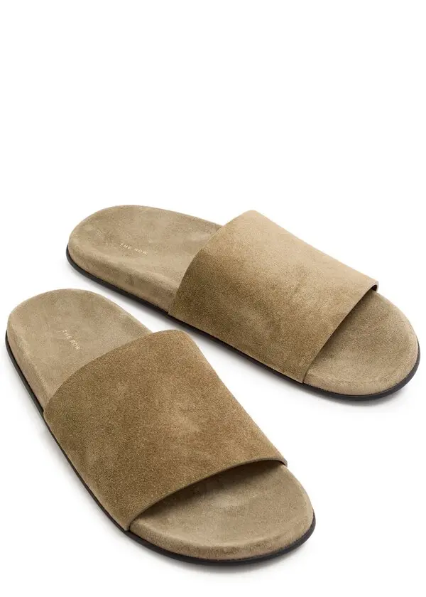 THE ROW Hugh Suede Sliders - Beige