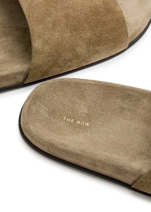 THE ROW Hugh Suede Sliders - Beige