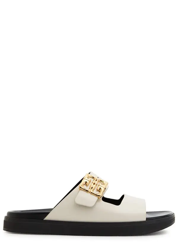 Givenchy 4g Liquid Dad Leather Sliders - Ivory