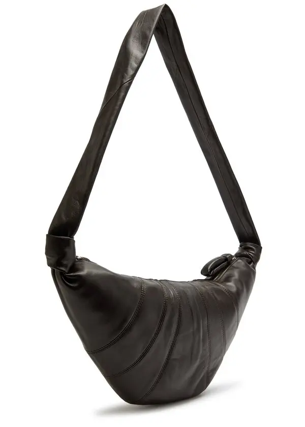 LEMAIRE Medium Croissant Leather Shoulder Bag - Dark Chocolate