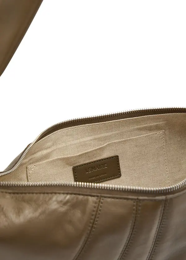 LEMAIRE Medium Croissant Leather Shoulder Bag - Khaki