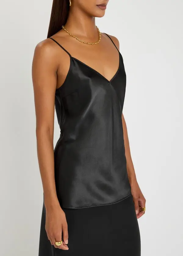 JOSEPH Clea Silk V-neck Cami Top - Black