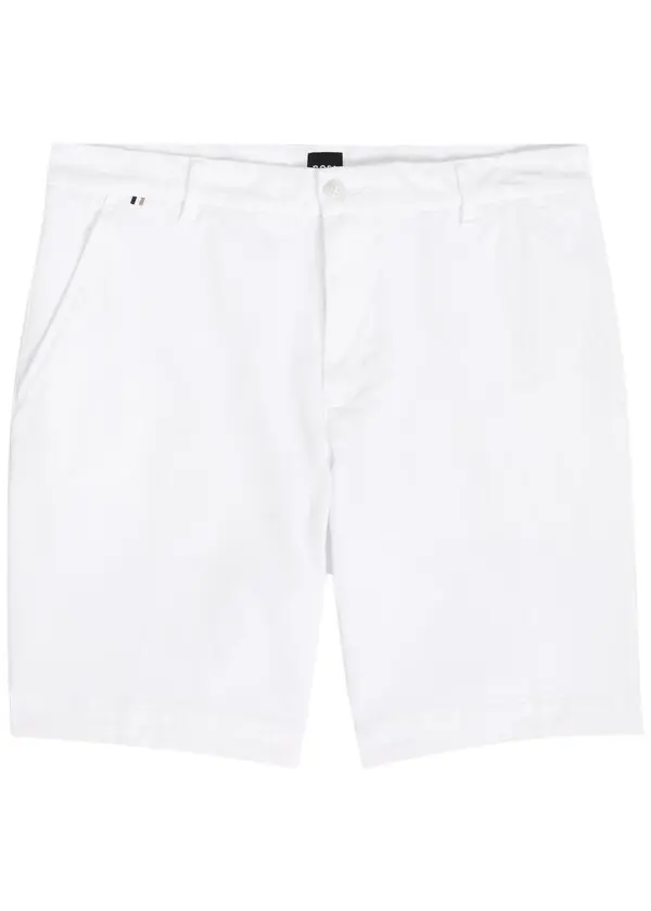 BOSS H-slice Piqué Stretch-cotton Shorts - White