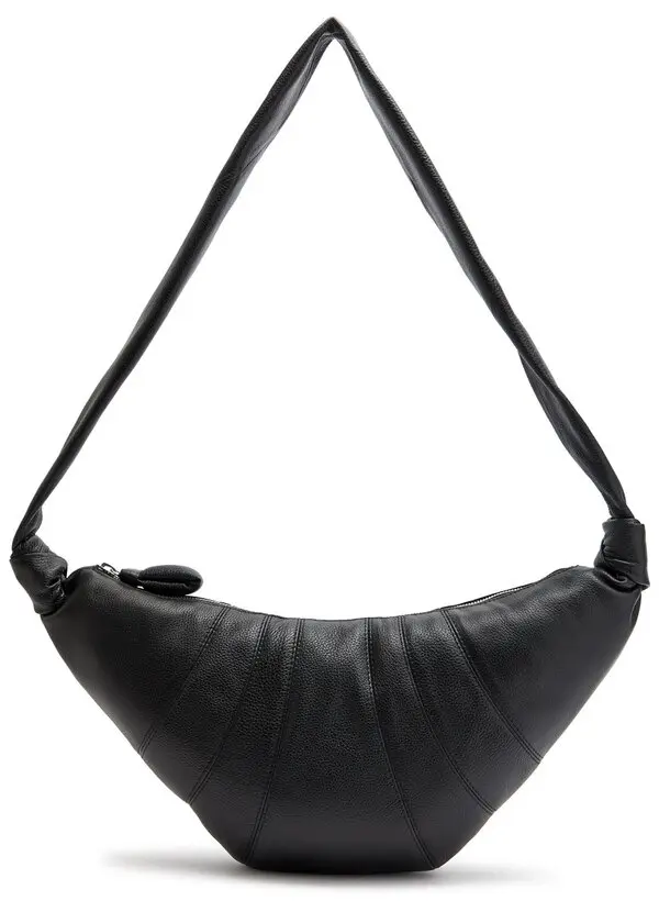LEMAIRE Medium Croissant Grained Leather Shoulder Bag - Black