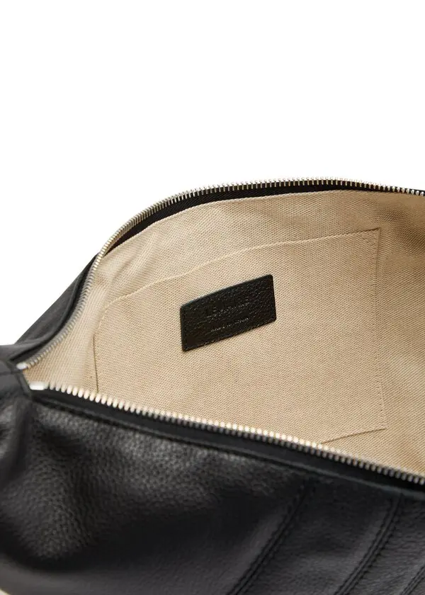LEMAIRE Medium Croissant Grained Leather Shoulder Bag - Black