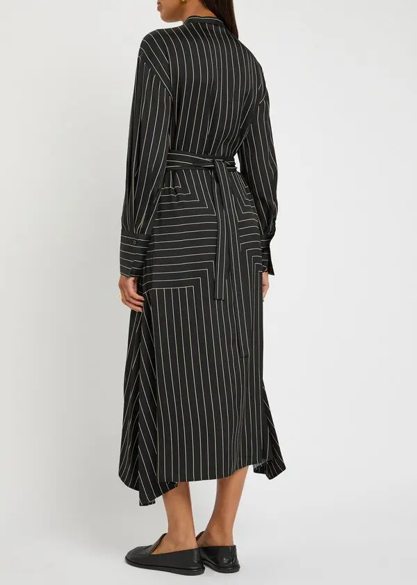 JOSEPH Orlana Striped Silk-blend Midi Shirt Dress