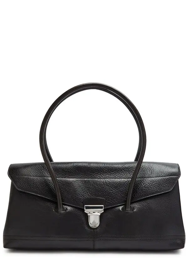 LEMAIRE Grained Leather Shoulder Bag - Dark Brown