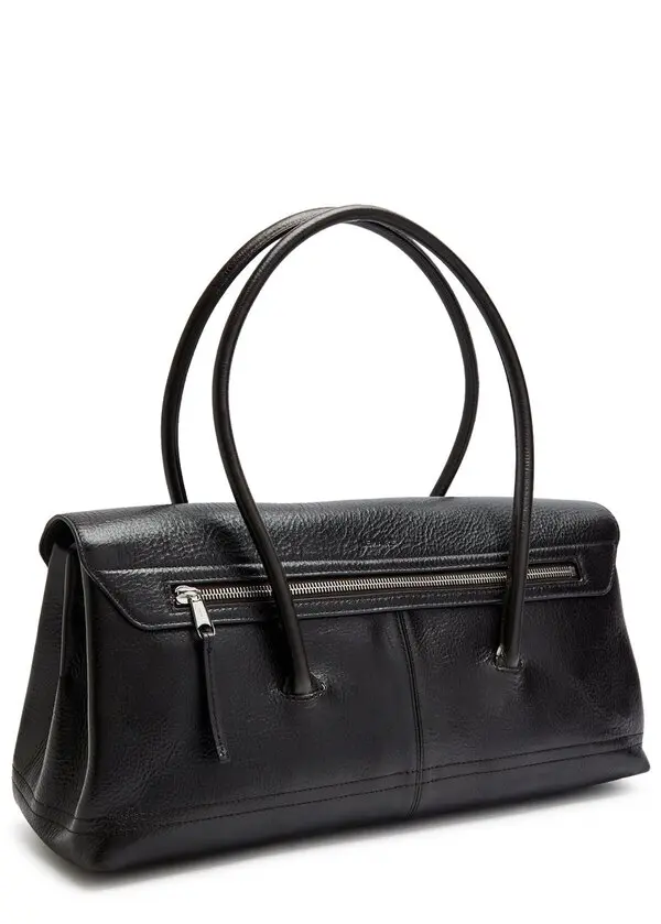 LEMAIRE Grained Leather Shoulder Bag - Dark Brown