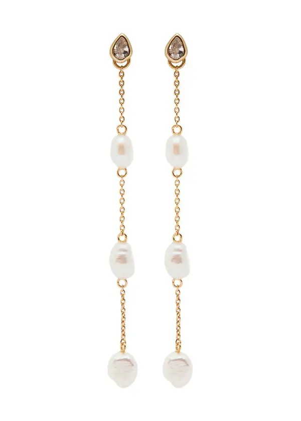 ASTRID & MIYU Embellished 18kt Gold-plated Drop Earrings - Pearl