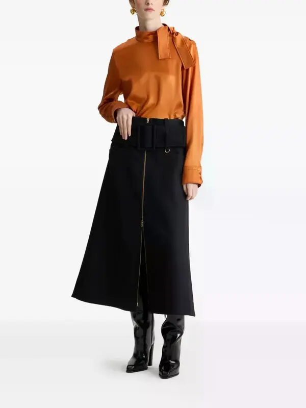 PATOU Belted Zip-front Midi Skirt